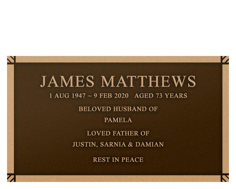 Standard Burial Plaque - Arrow Bronze